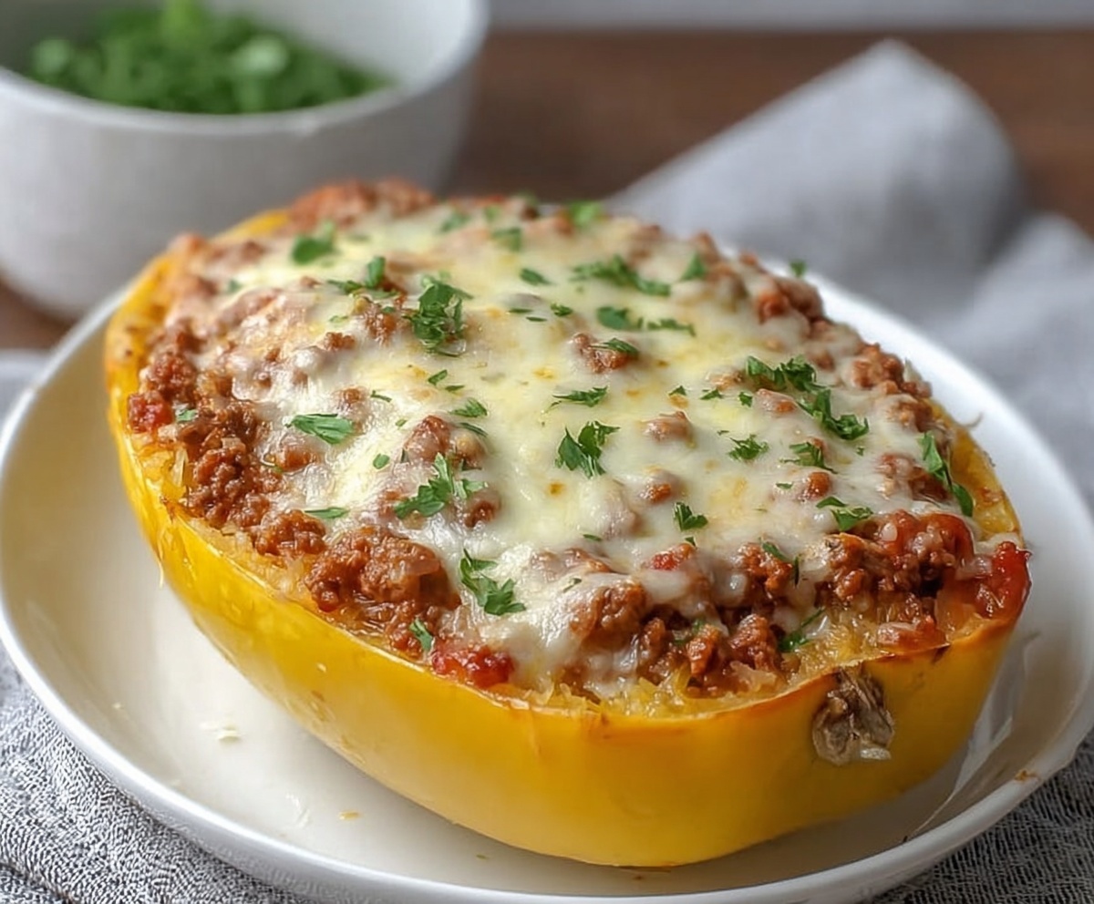 Baked Spaghetti Squash with Meat Sauce | Delicio Recipes | Easy Comfort ...