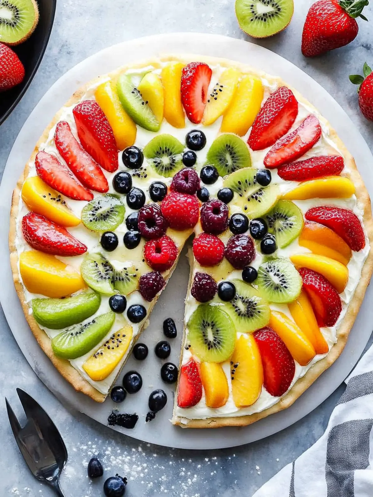 Irresistible Fruit Pizza with Creamy Frosting Delights | Delicio ...